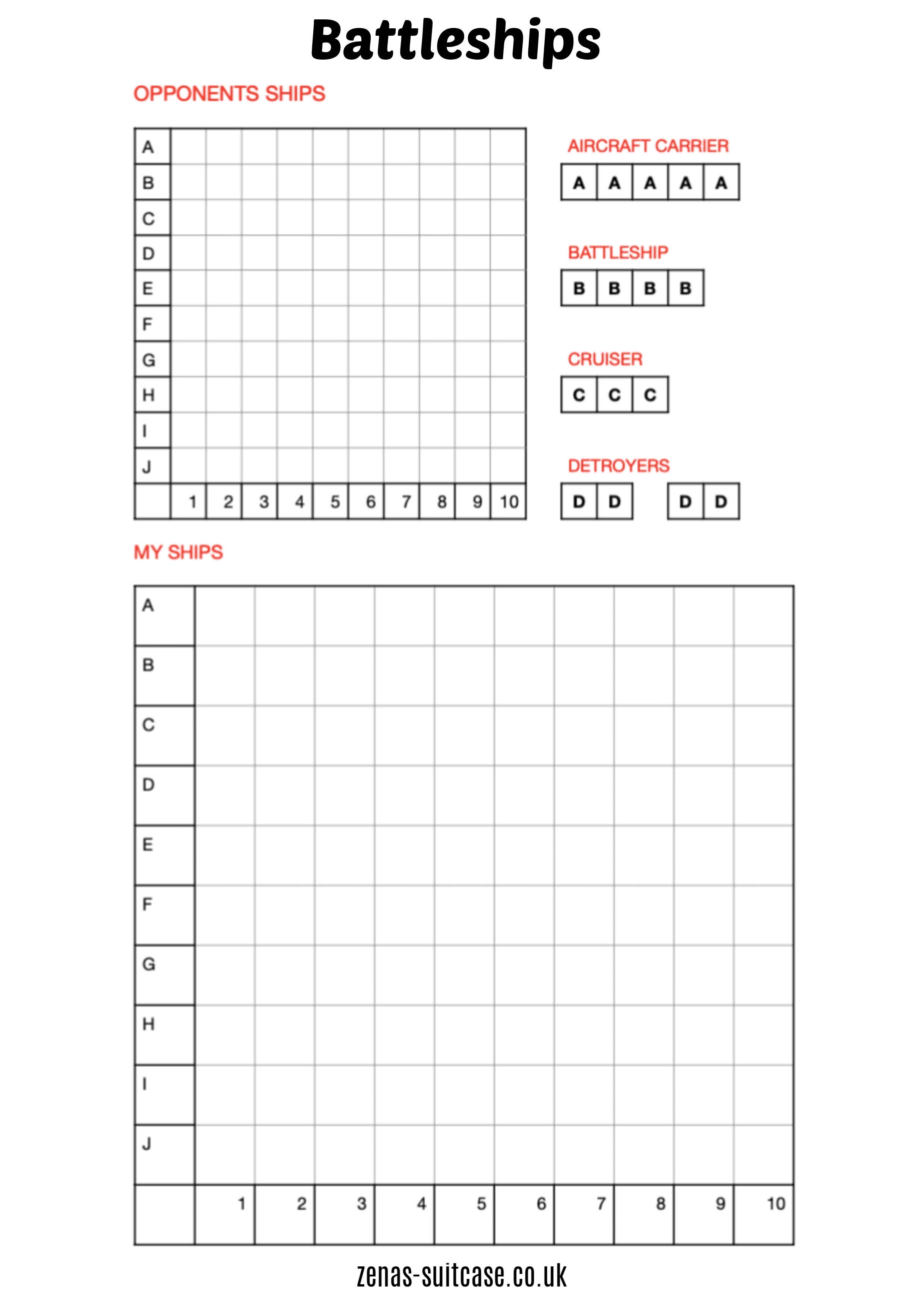 Free Printable Battleship Game To Play Anywhere Worksheets Library