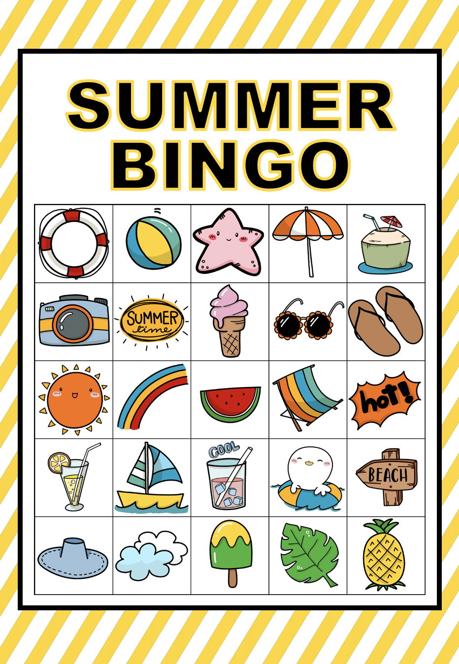 Free Printable Picture Bingo Cards (Summer Edition) - We Made This ...