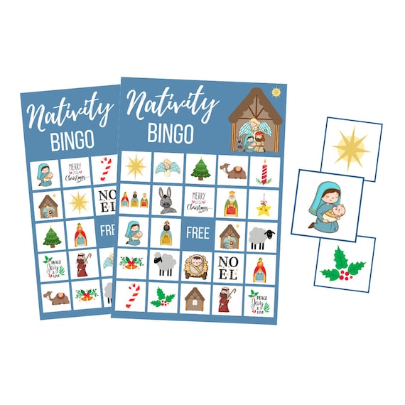 Printable Nativity Christmas BINGO Cards, Sunday School Game ...