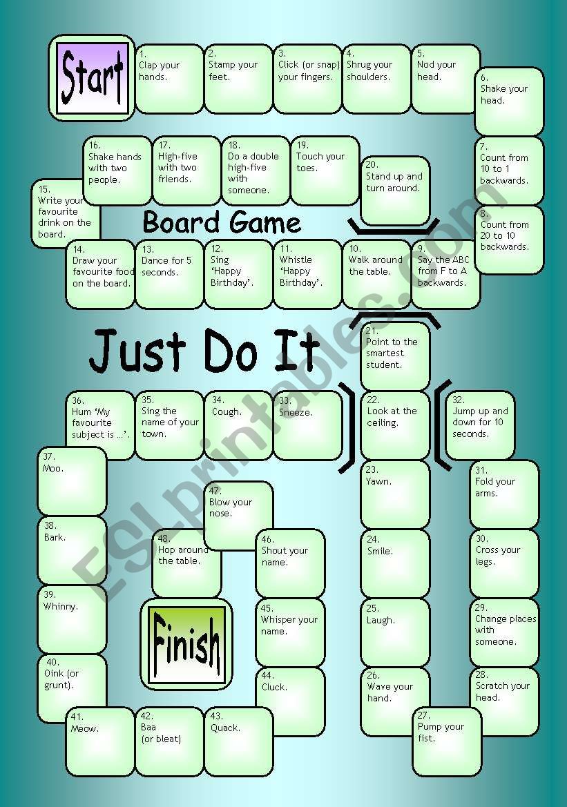 Board Game - Just Do It - ESL worksheet by PhilipR - Worksheets Library
