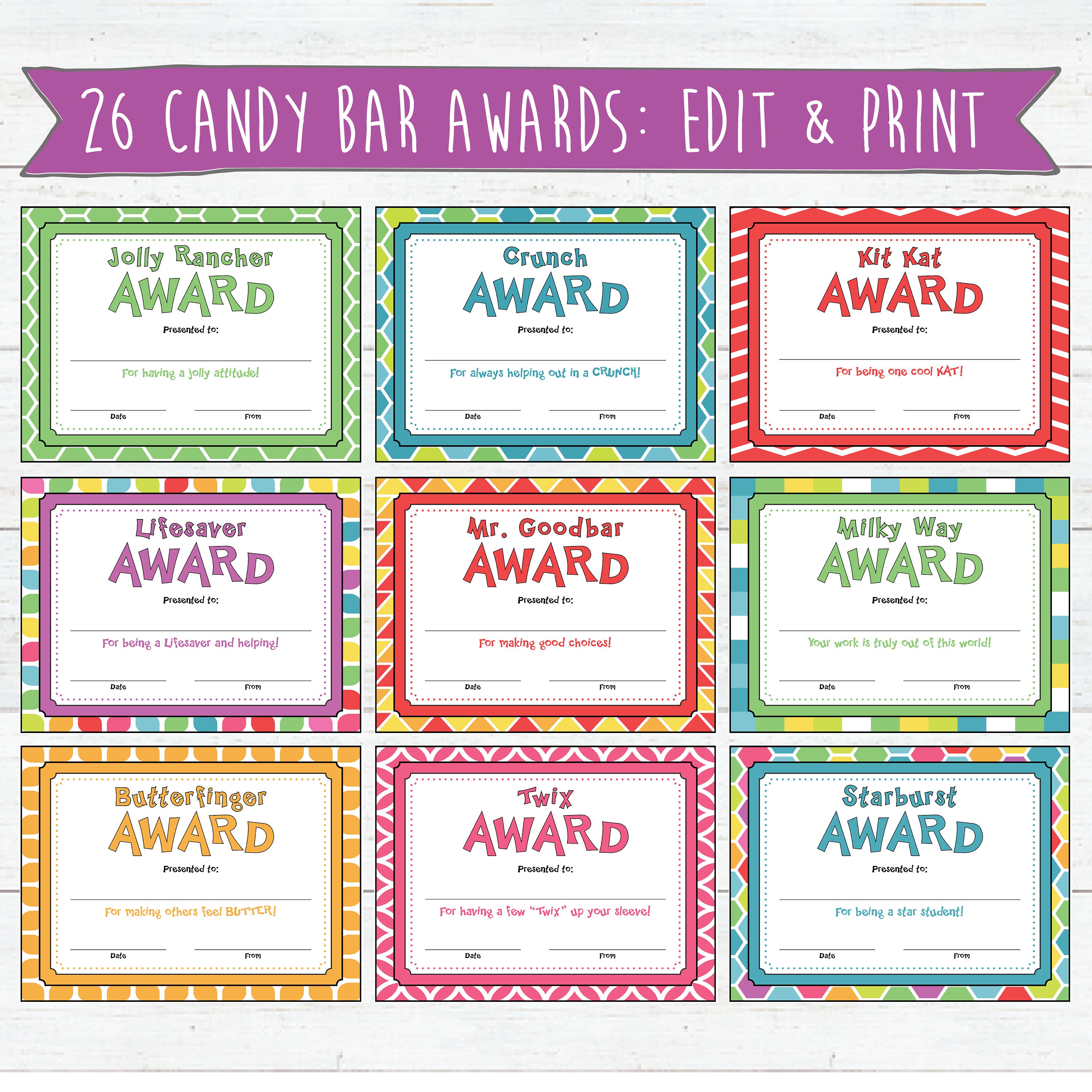 Free printable candy bar awards, Download Free printable candy bar ...
