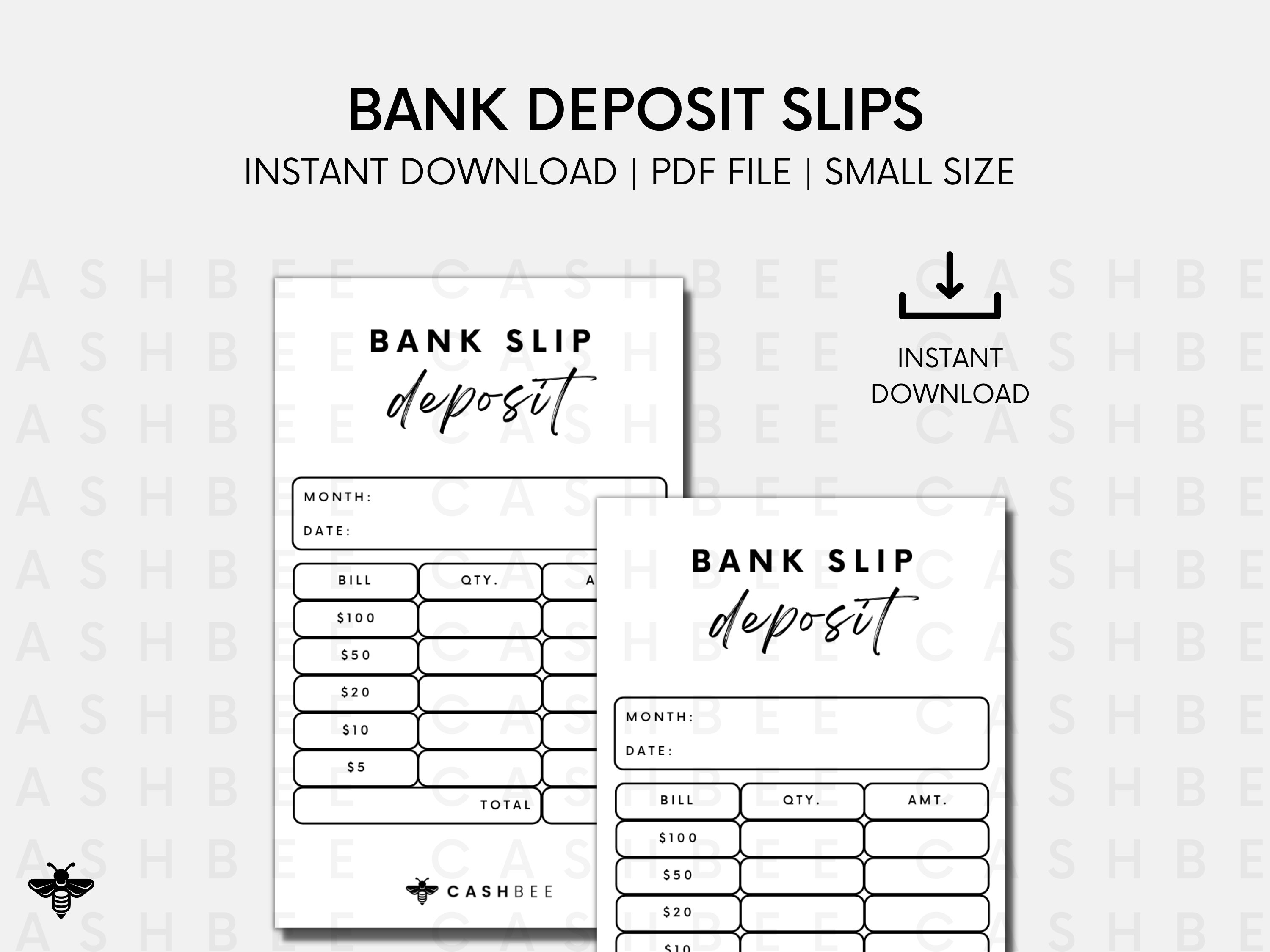 PRINTABLE Bank Deposit Slips | Wallet Size | Instant Download PDF File - Worksheets Library