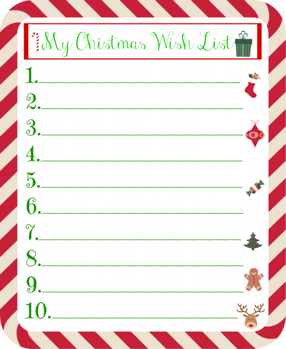Christmas Gift Wish List For Kids Printable - Worksheets Library