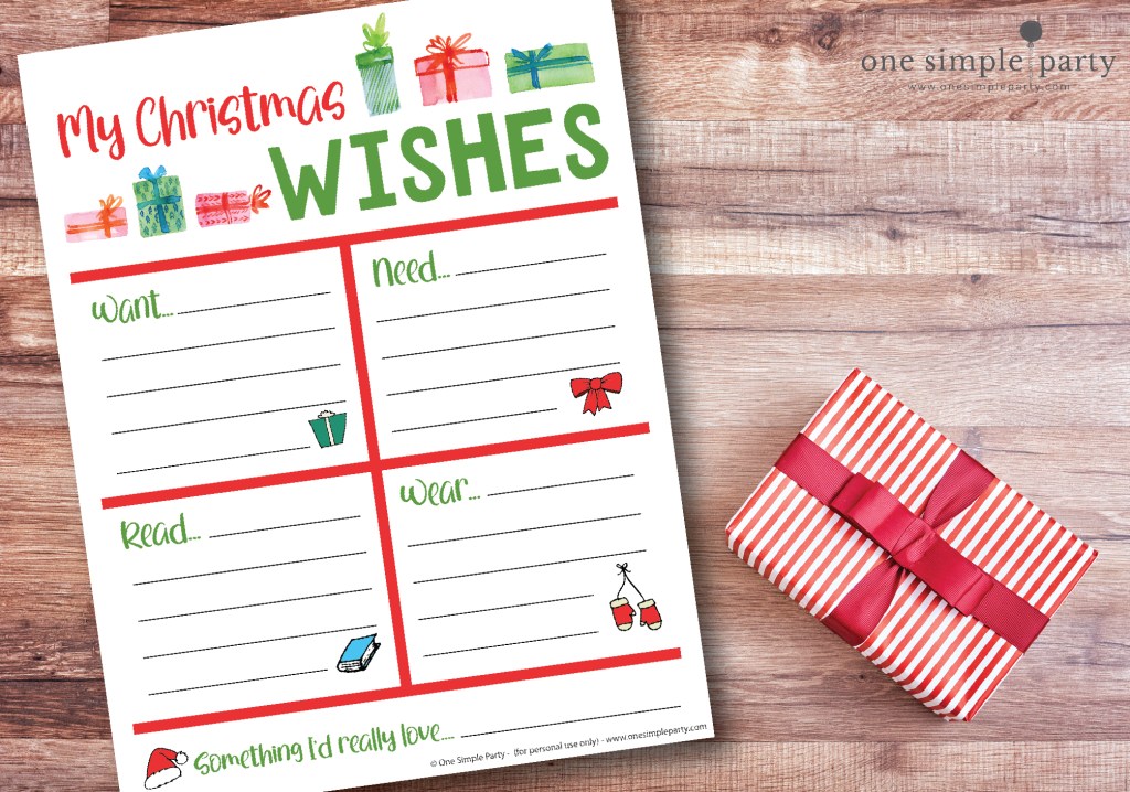 Free Printable Christmas List | Wish List for Kids - Pjs and Paint ...