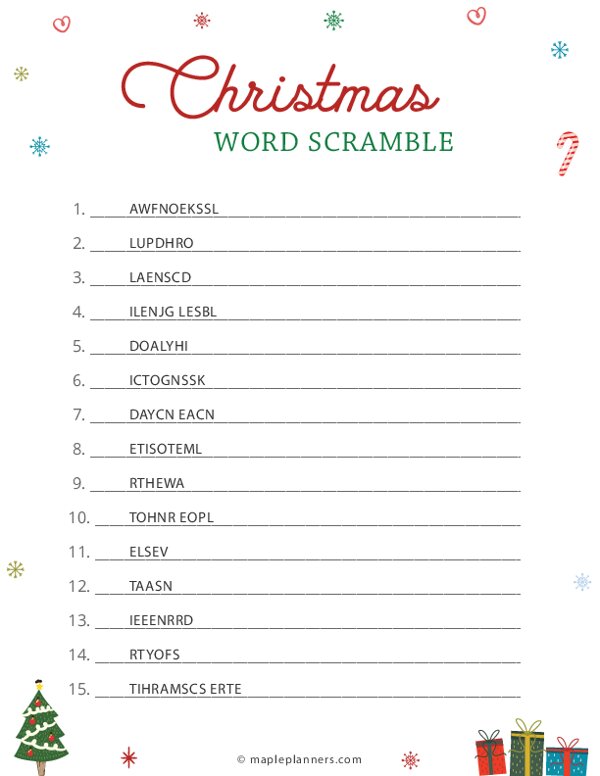 Christmas Word Scramble Puzzles | Fun Activities for Kids - Worksheets ...