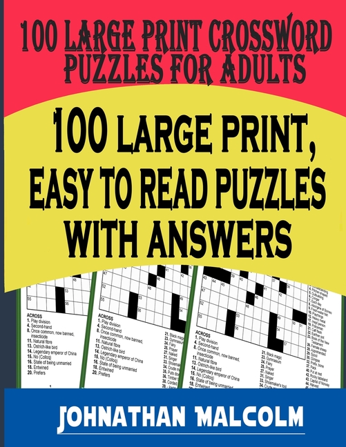 Large Print Crossword Puzzles for Adults: Full Page, Medium-Level ... - Worksheets Library