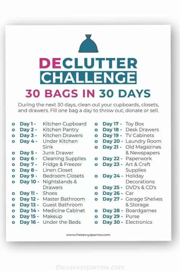 HUGE Declutter Checklist - Printable List to Help with Decluttering! - Worksheets Library