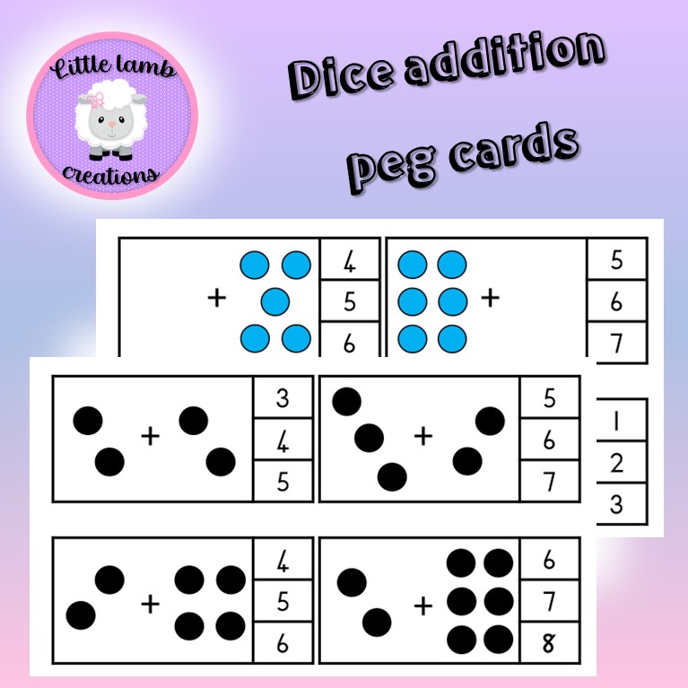Free Dice Addition Peg Cards/clipart 0-10 • Teacha! - Worksheets Library
