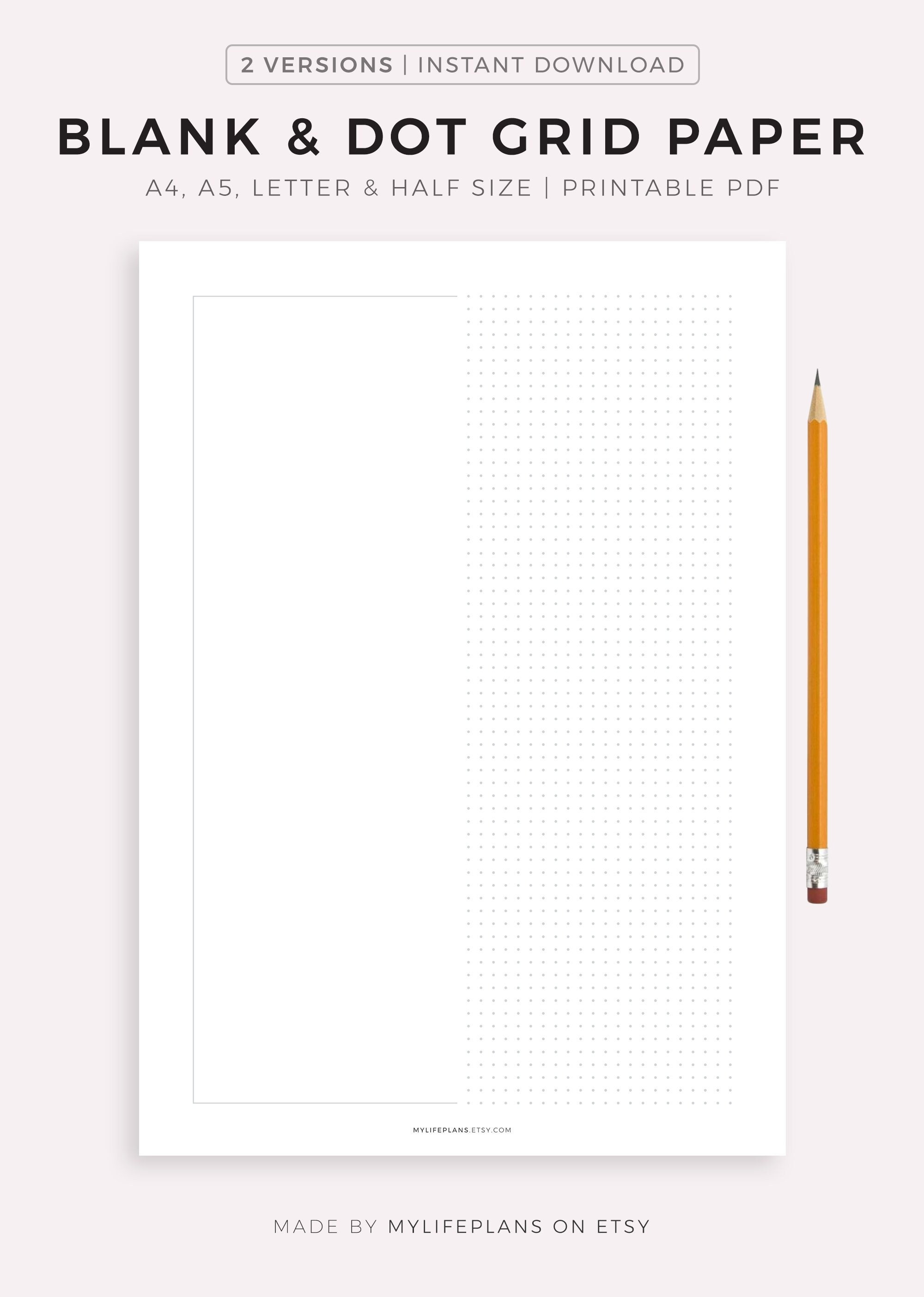 Blank & Dot Grid Paper Printable, A4/a5/letter/half Size, Instant ...