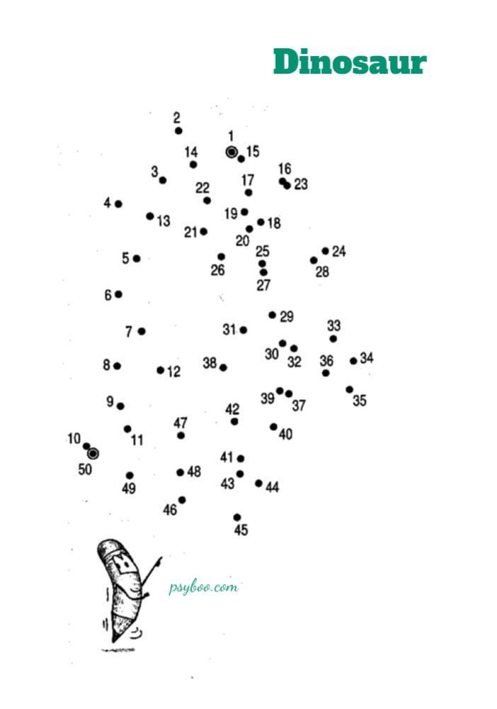 Dinosaur dot to dot 1-50 ⋆ Free Connect the dots printables PDF ...