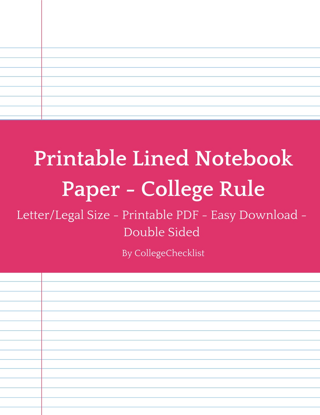 Printable College Ruled Lined Notebook Paper With Margins Printable College Ruled Lined Notebook Paper With Margins