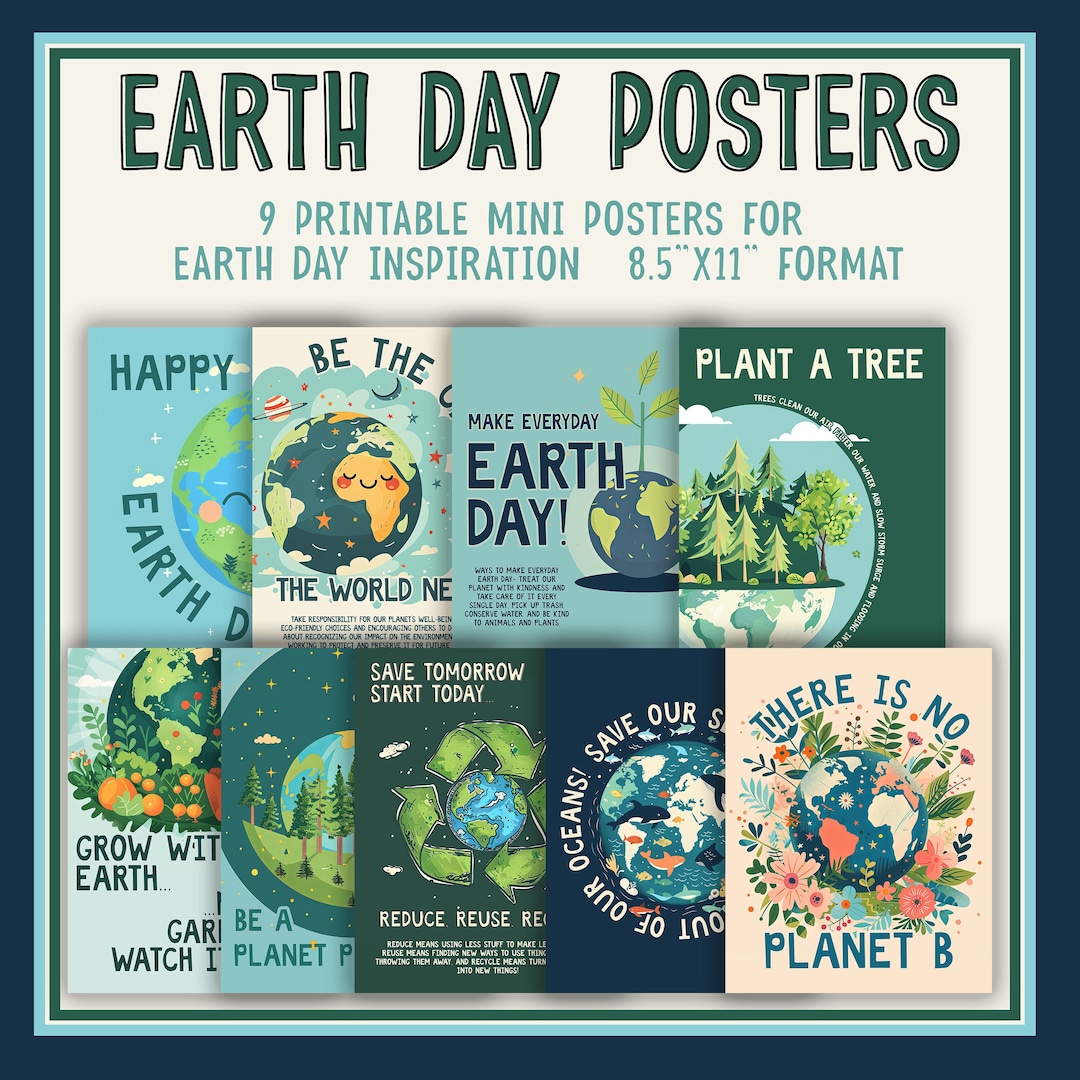 Earth Day Bulletin Board Cute Earth Day Poster Set for Classrooms ...
