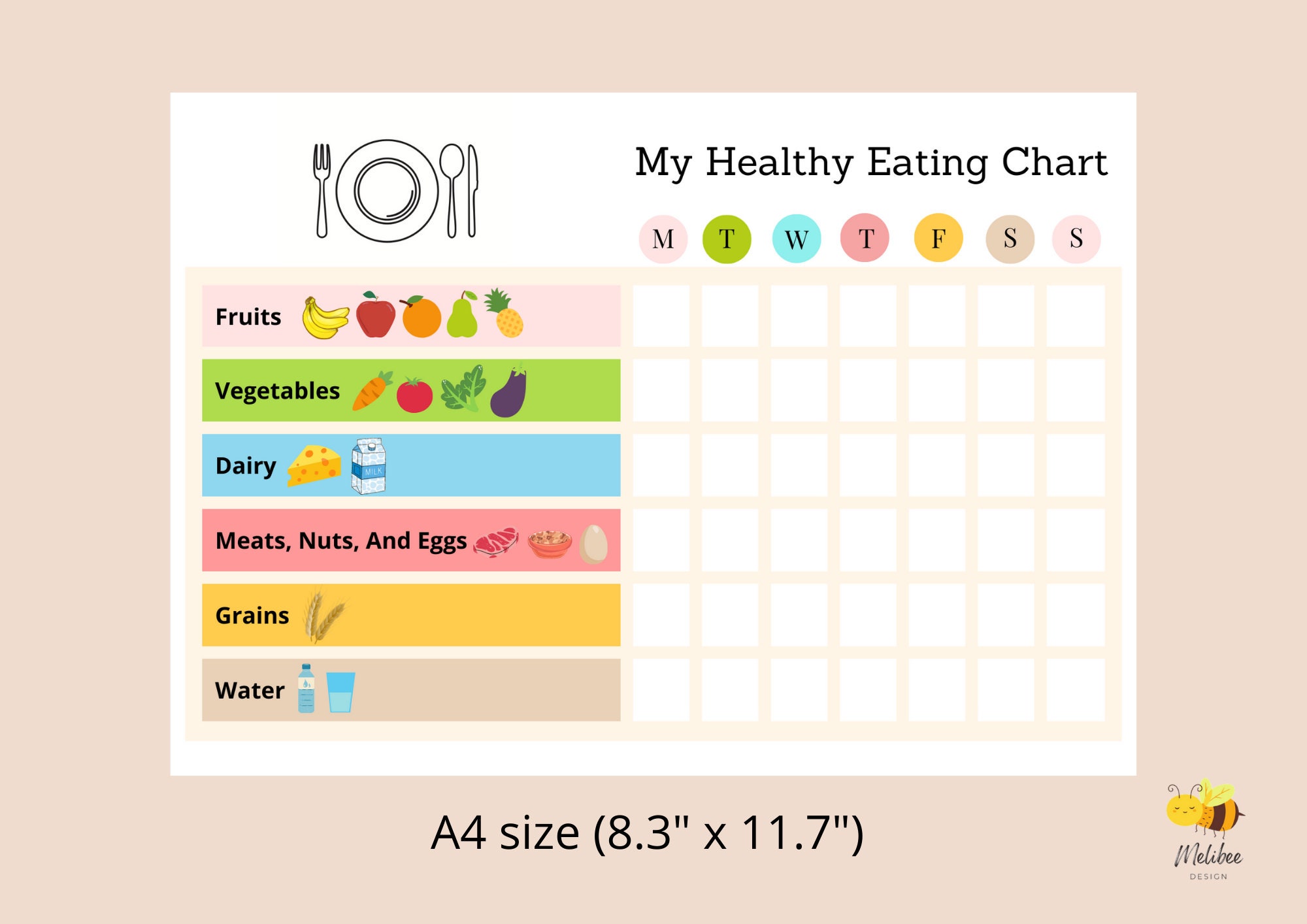 Printable Healthy Eating Chart Toddler Chart Kids Chart Healthy ...