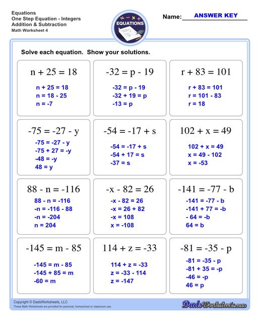 Free printable equation worksheet, Download Free printable equation ...