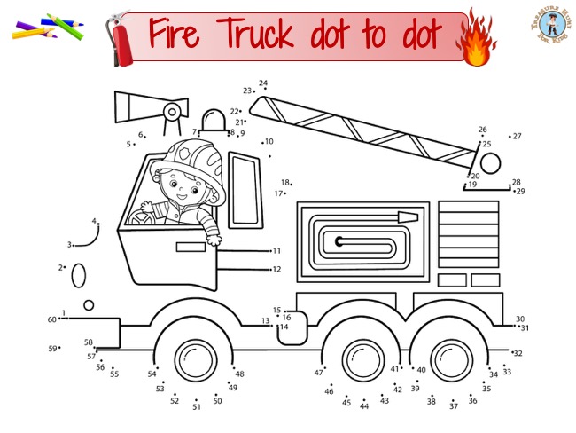 Fire Truck dot to dot - Treasure hunt 4 Kids - Free printables ...