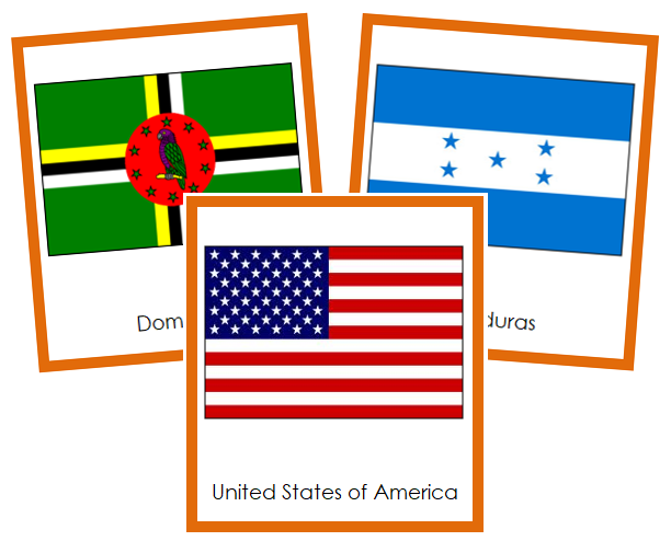 North American Flags (color-coded) - Montessori Print Shop - Worksheets ...