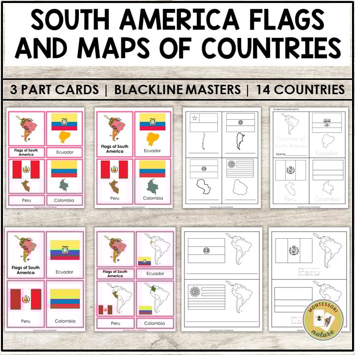 Flags of South America - 3 Part Cards and Blackline Masters ...