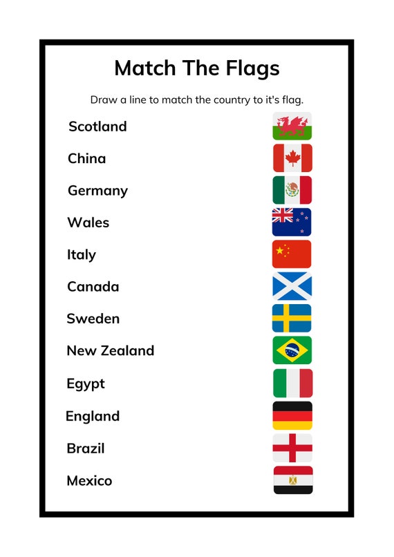 Learn the Flags Worksheet Printable, Geography Games for Children ...