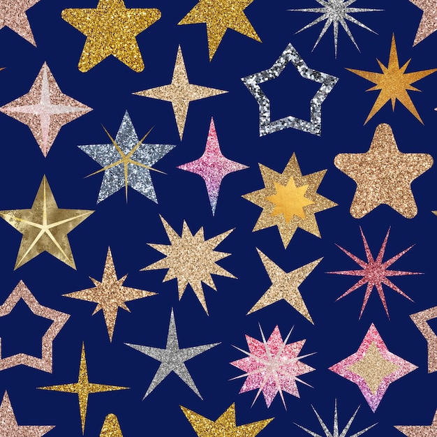 Premium Photo | Star seamless pattern Glitter stars sky print ...
