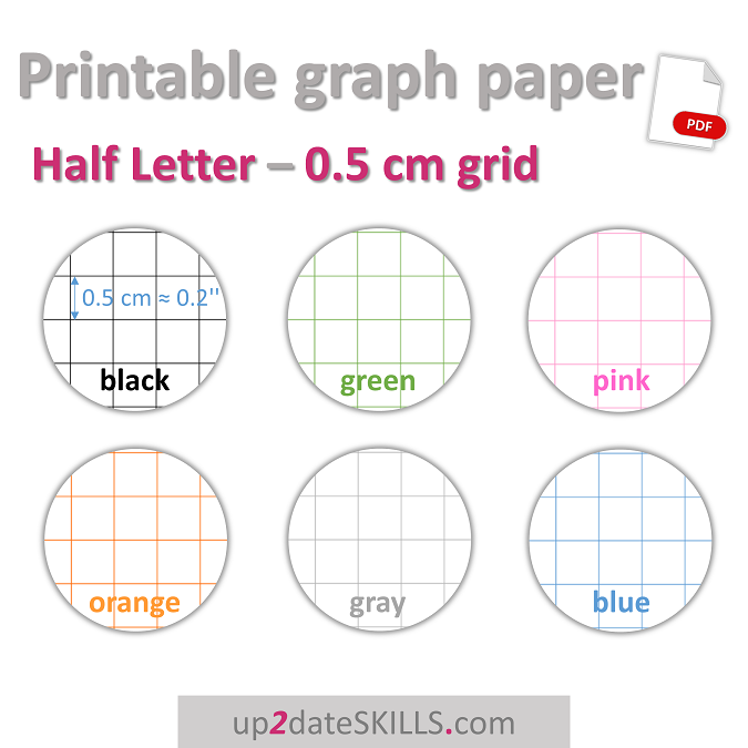 Printable Graph Paper | Half Letter – 0.5 cm grid 25 x 39 squares ...