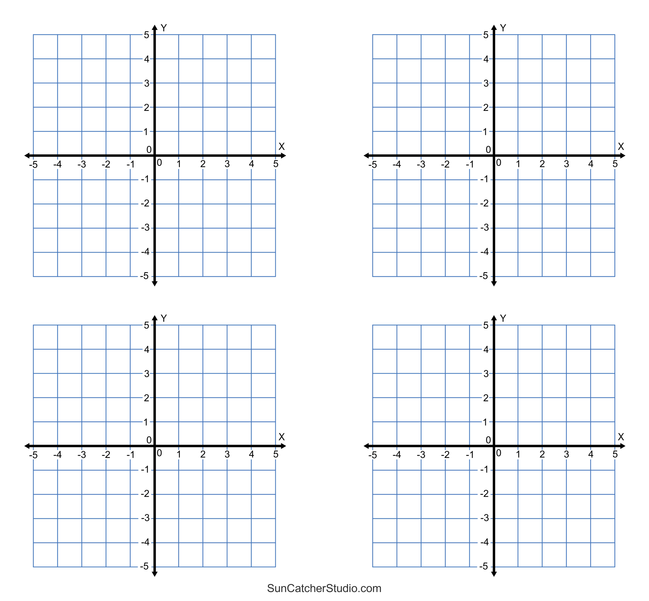 Grid Paper (Printable 4 Quadrant Coordinate Graph Paper Templates ...