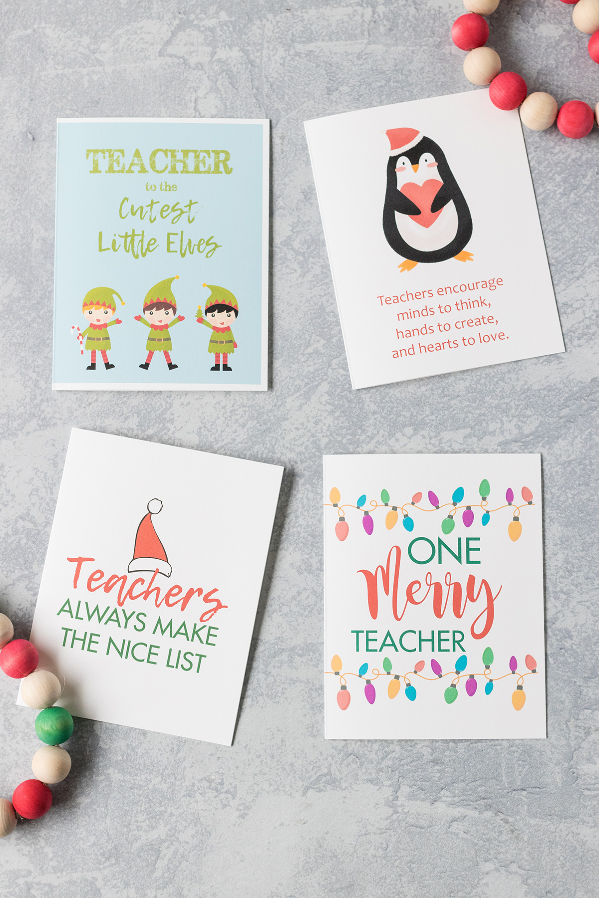 Free printable holiday thank you notes for teachers, Download Free ...