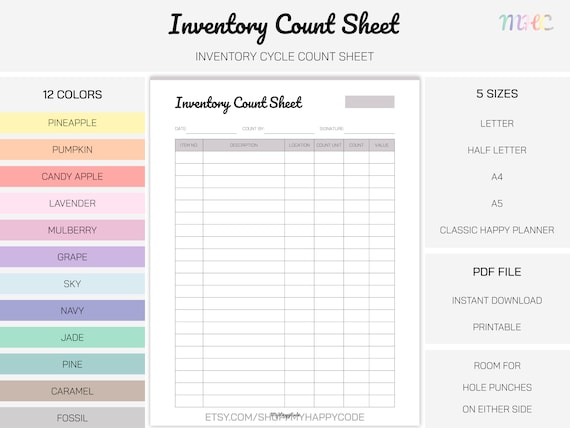 Inventory Cycle Counting Sheet Printable, Inventory Count Sheet ... - Worksheets Library