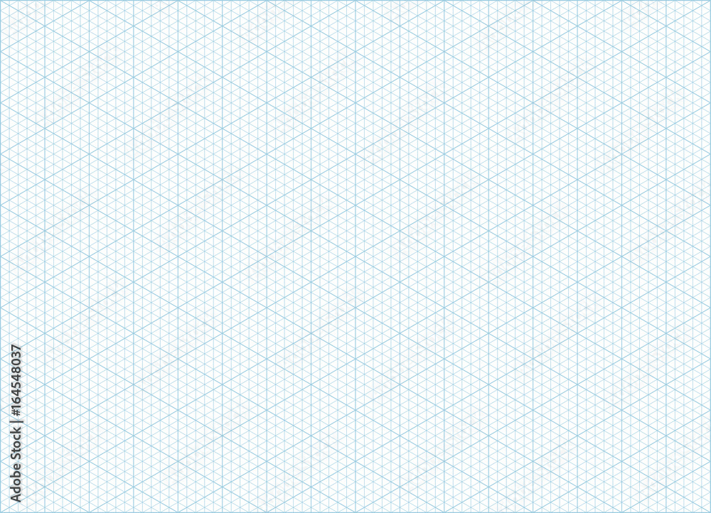 Blue vector isometric grid graph paper accented every 5 steps A4 ...