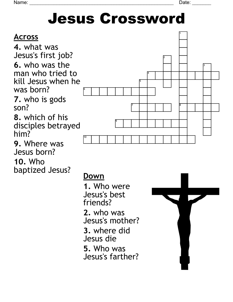 Free printable jesus crossword puzzles, Download Free printable jesus ...