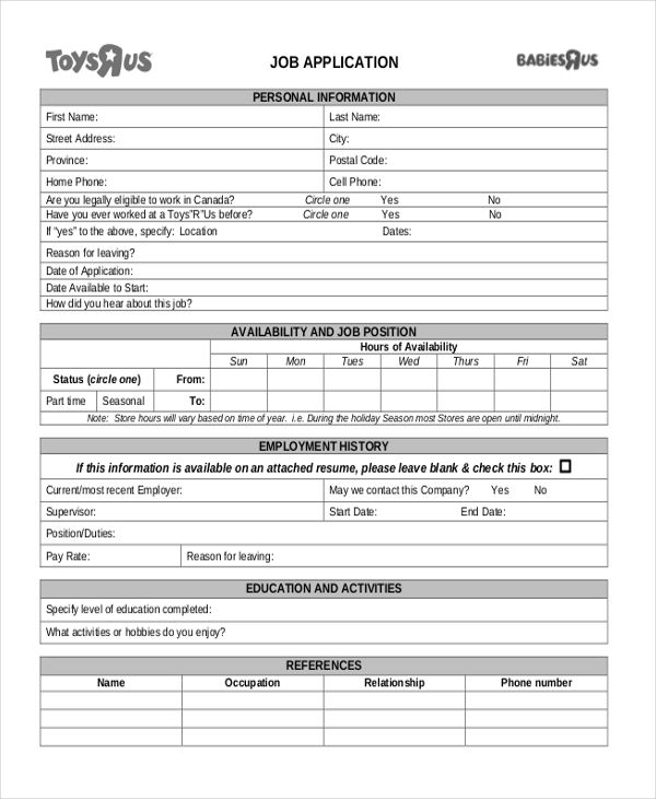 FREE 10+ Sample Generic Job Application Forms in PDF | MS Word | Excel - Worksheets Library