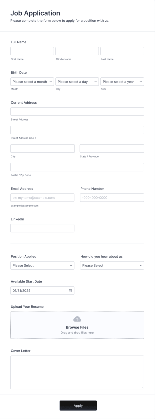Online Job Application Form Template | Jotform - Worksheets Library