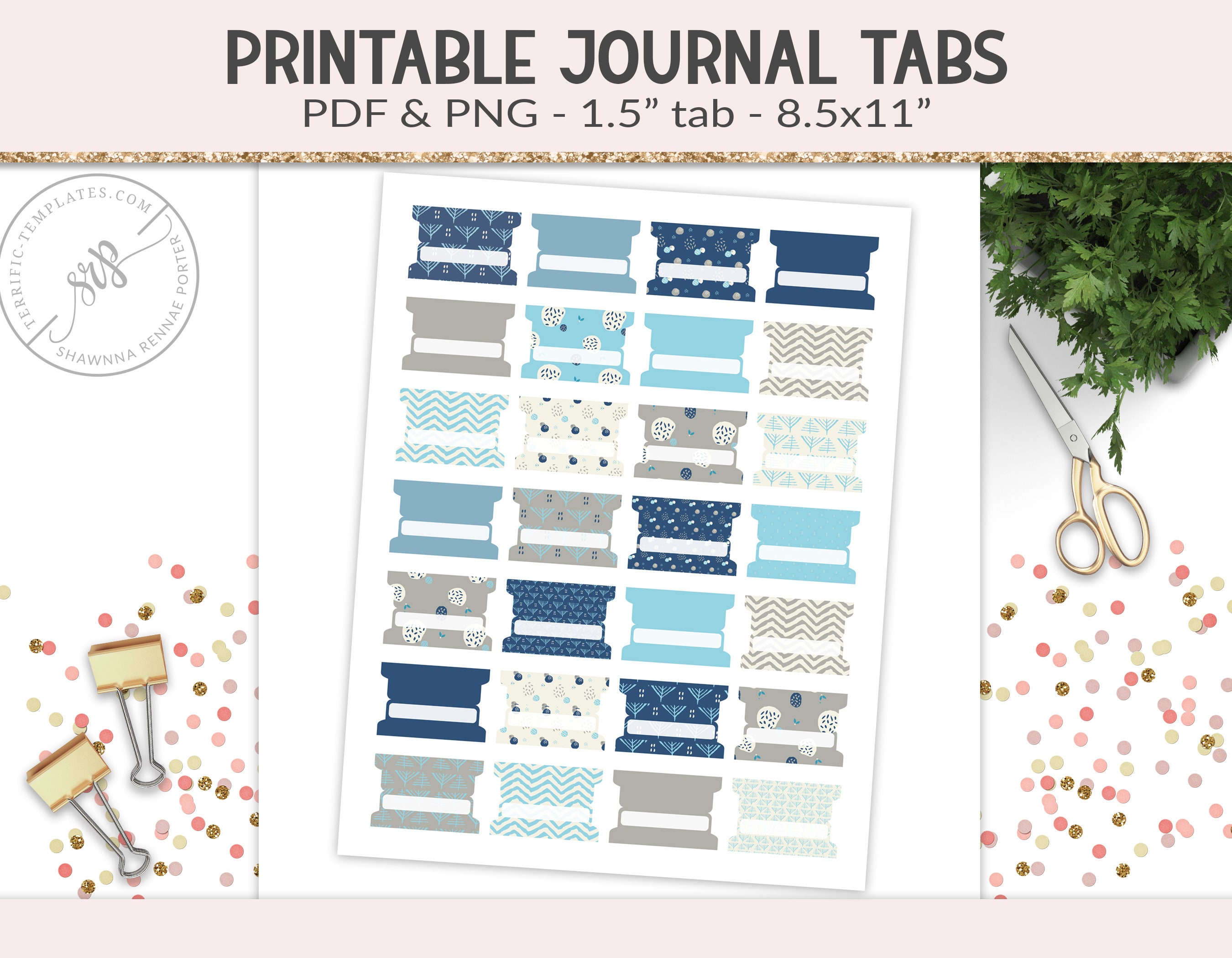 Printable Tabs, Fold-over Tabs, PNG Cut File Collage Sheet ... - Worksheets Library