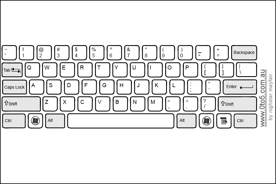Printable template - computer_keyboard_layout01 - Worksheets Library