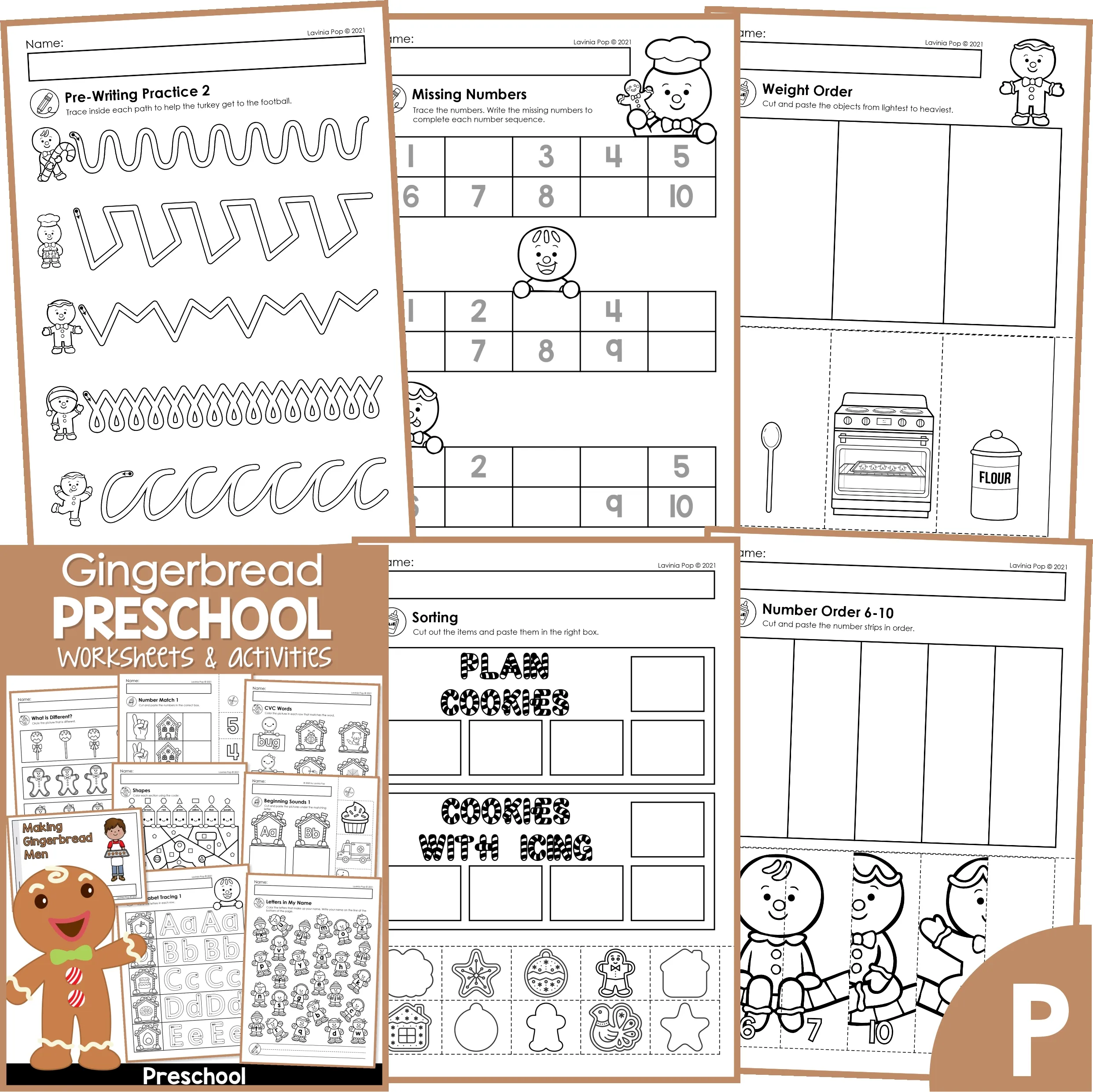 Gingerbread Preschool Worksheets and Activities No Prep - Worksheets ...