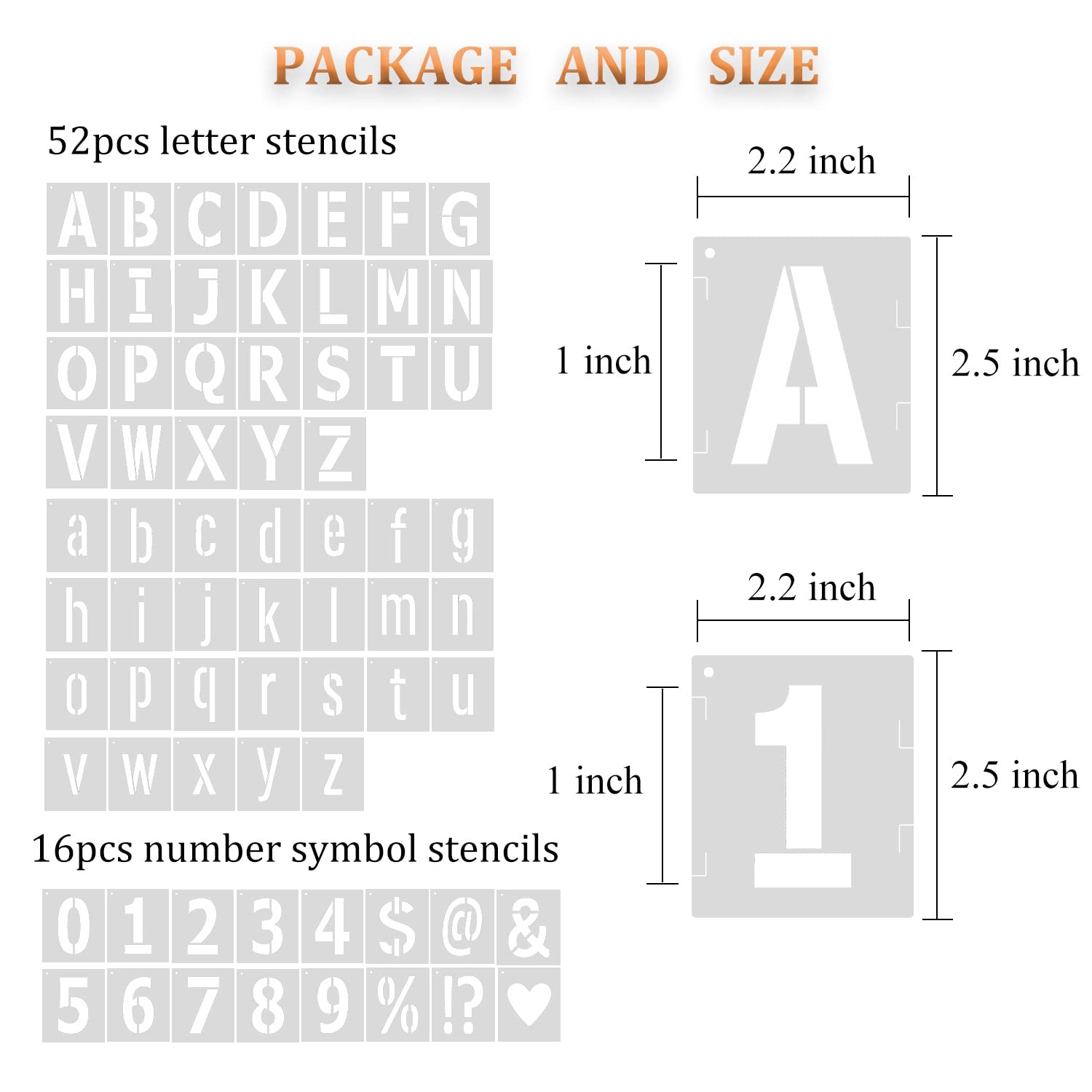 Amazon.com : 1 Inch Letter Stencils Symbol Numbers Stencil, 68 Pcs ...