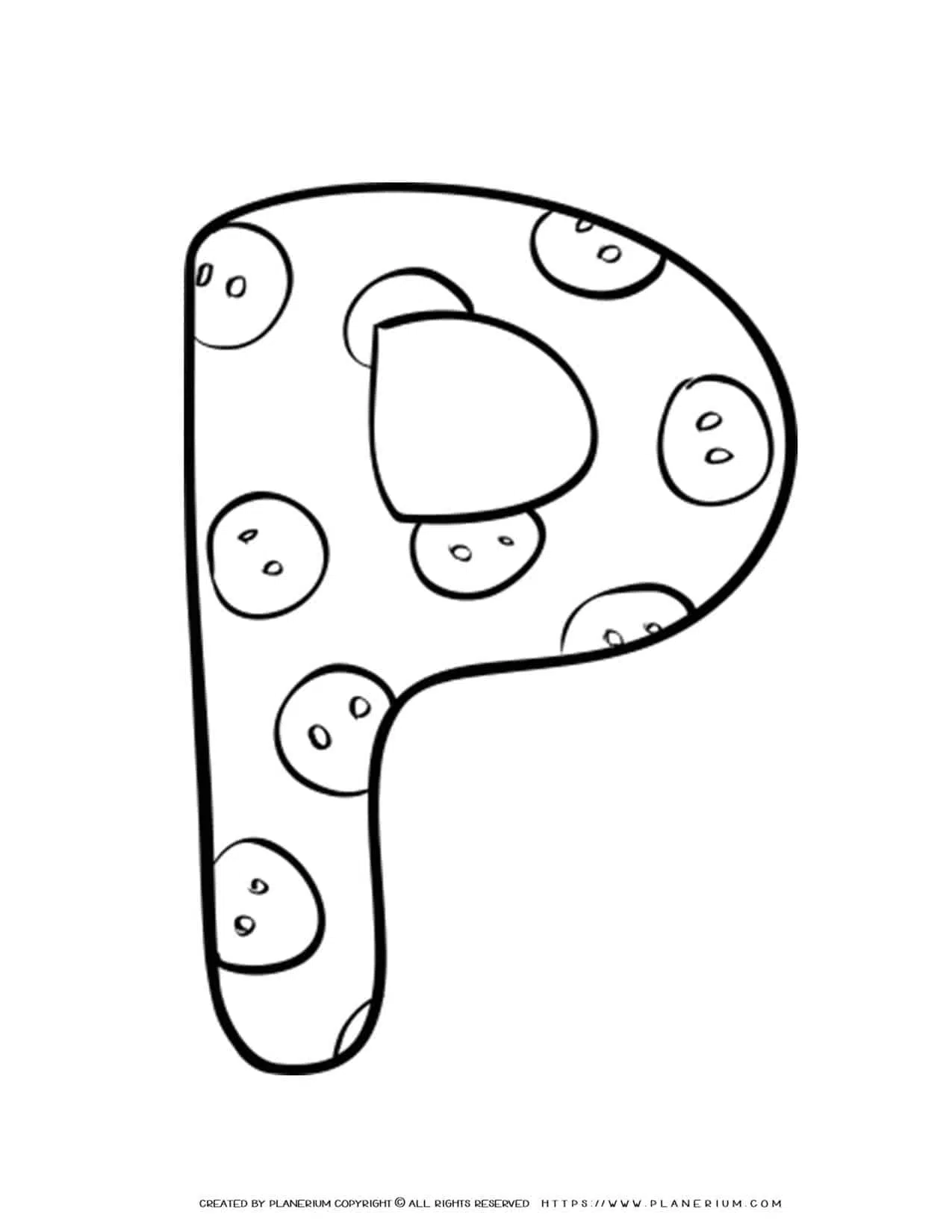 English Alphabet - Capital P with Pattern - Coloring Page | Planerium - Worksheets Library