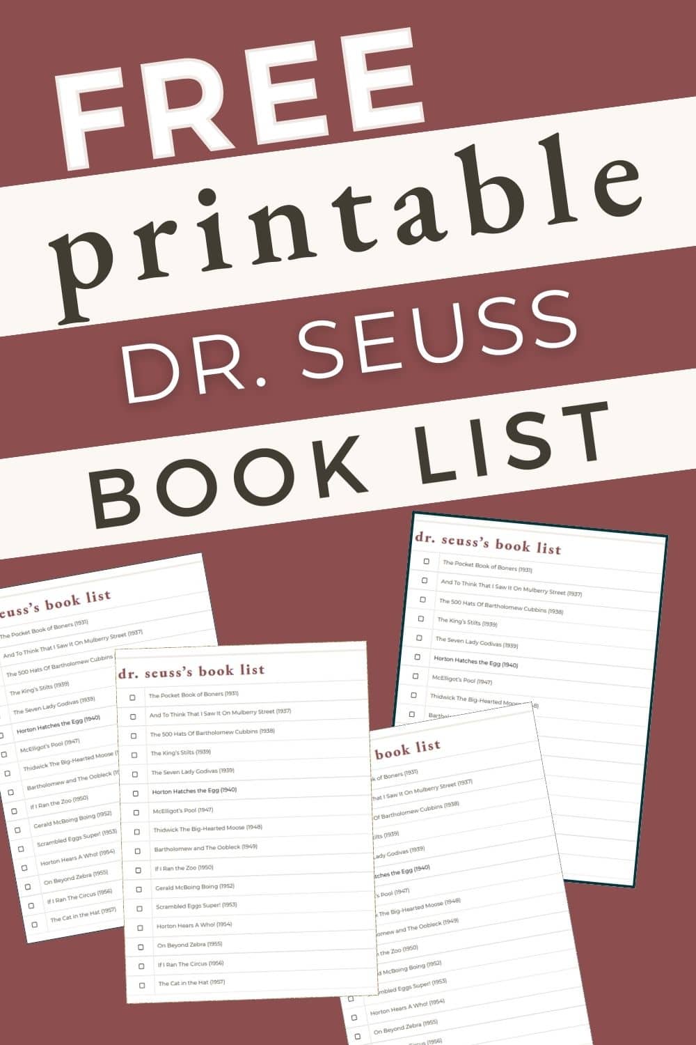 List of Dr. Seuss Books in Order of Release Date (+ Printable PDF ... - Worksheets Library