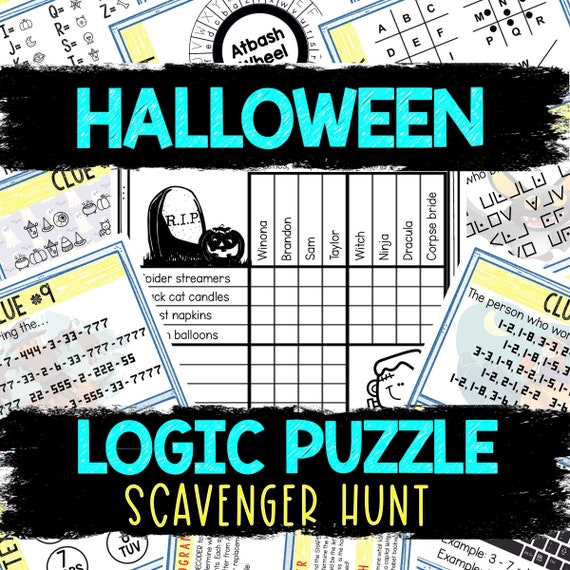 Halloween Logic Puzzle Scavenger Hunt Game for Kids, Party Game ...