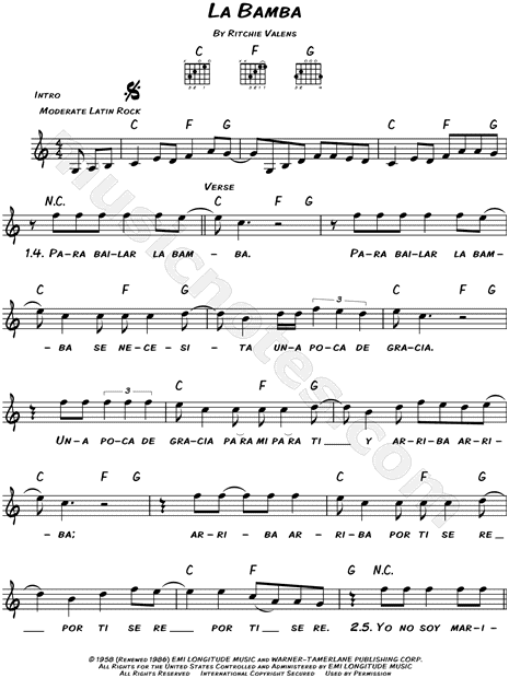 Ritchie Valens Ritchie Valens Sheet Music to download and print - Worksheets Library