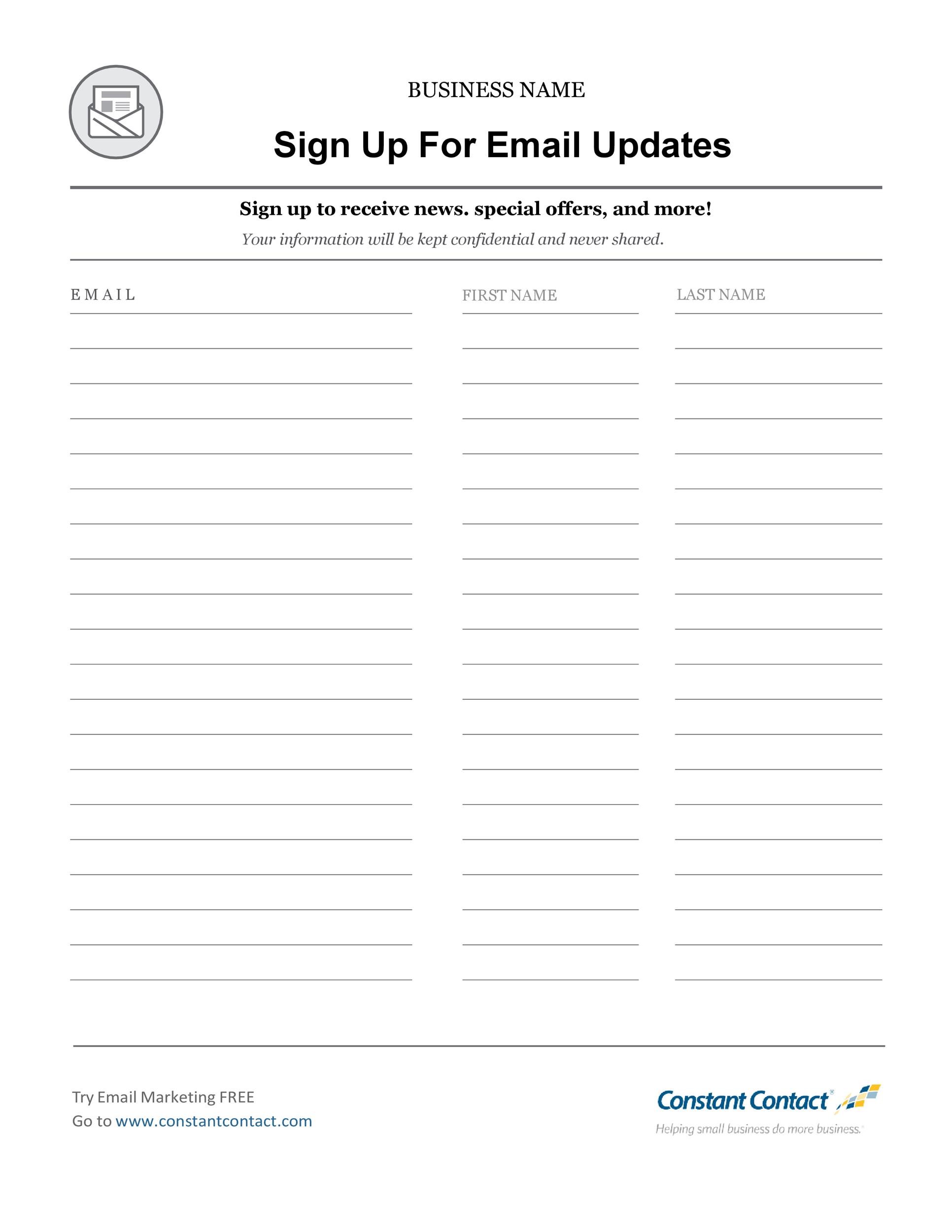 Free printable mailing list sign up sheet, Download Free printable ...
