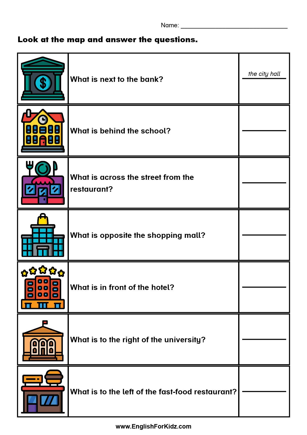 English for Kids Step by Step: Asking for and Giving Directions ... - Worksheets Library