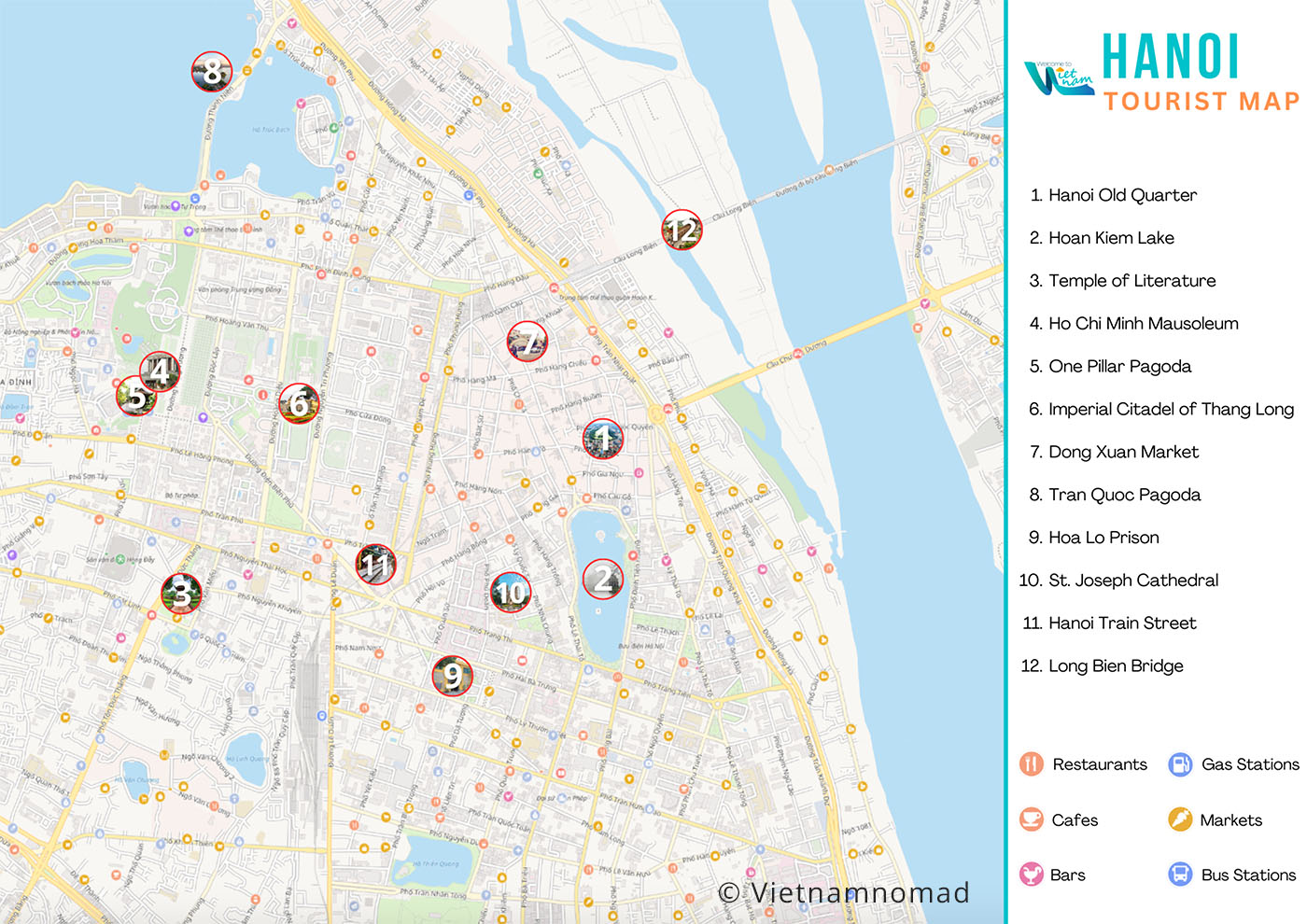 Hanoi Tourist Map | Map of Hanoi | Vietnam Travel Guide - Worksheets Library