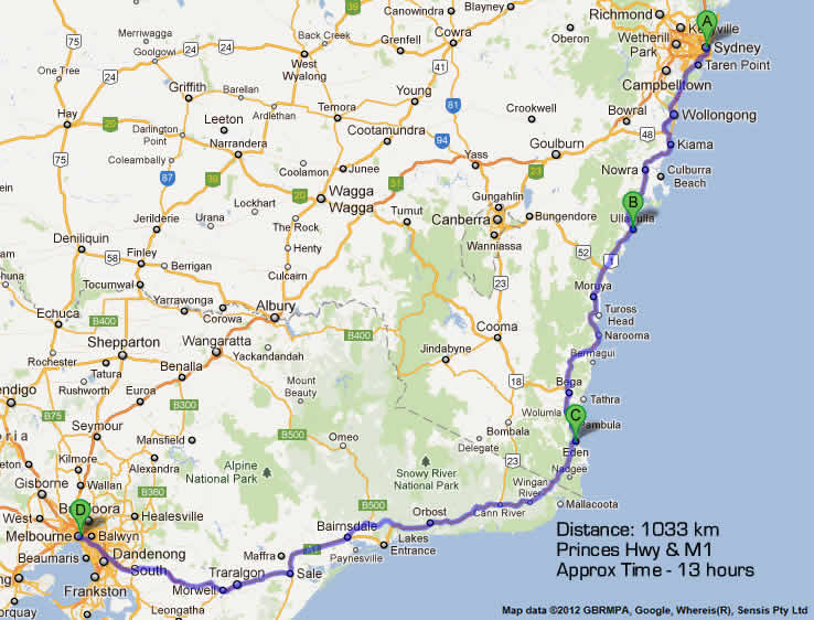 Road Maps Melbourne to Sydney Nsw - Eden to Melbourne Road Map 2 - Worksheets Library