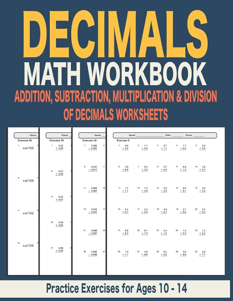 Decimals Math Workbook: Addition, Subtraction, Multiplication ...