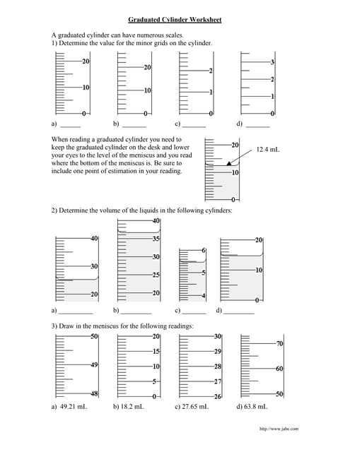 Graduated cylinder worksheet. | PDF - Worksheets Library