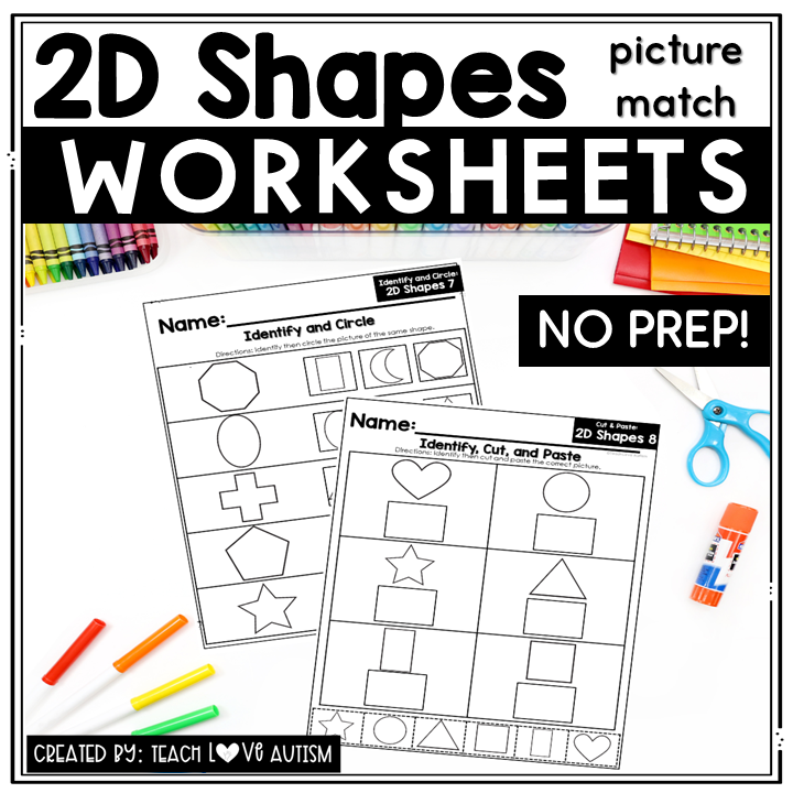 2D Shapes Picture Match | Geometry Math Worksheets | No Prep Math ...