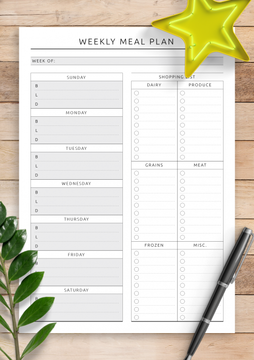 Printable Meal Planner Templates - Download PDF - Worksheets Library