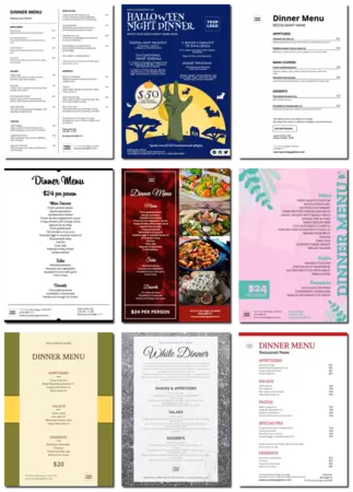 Free printable Dinner Menu templates - Worksheets Library