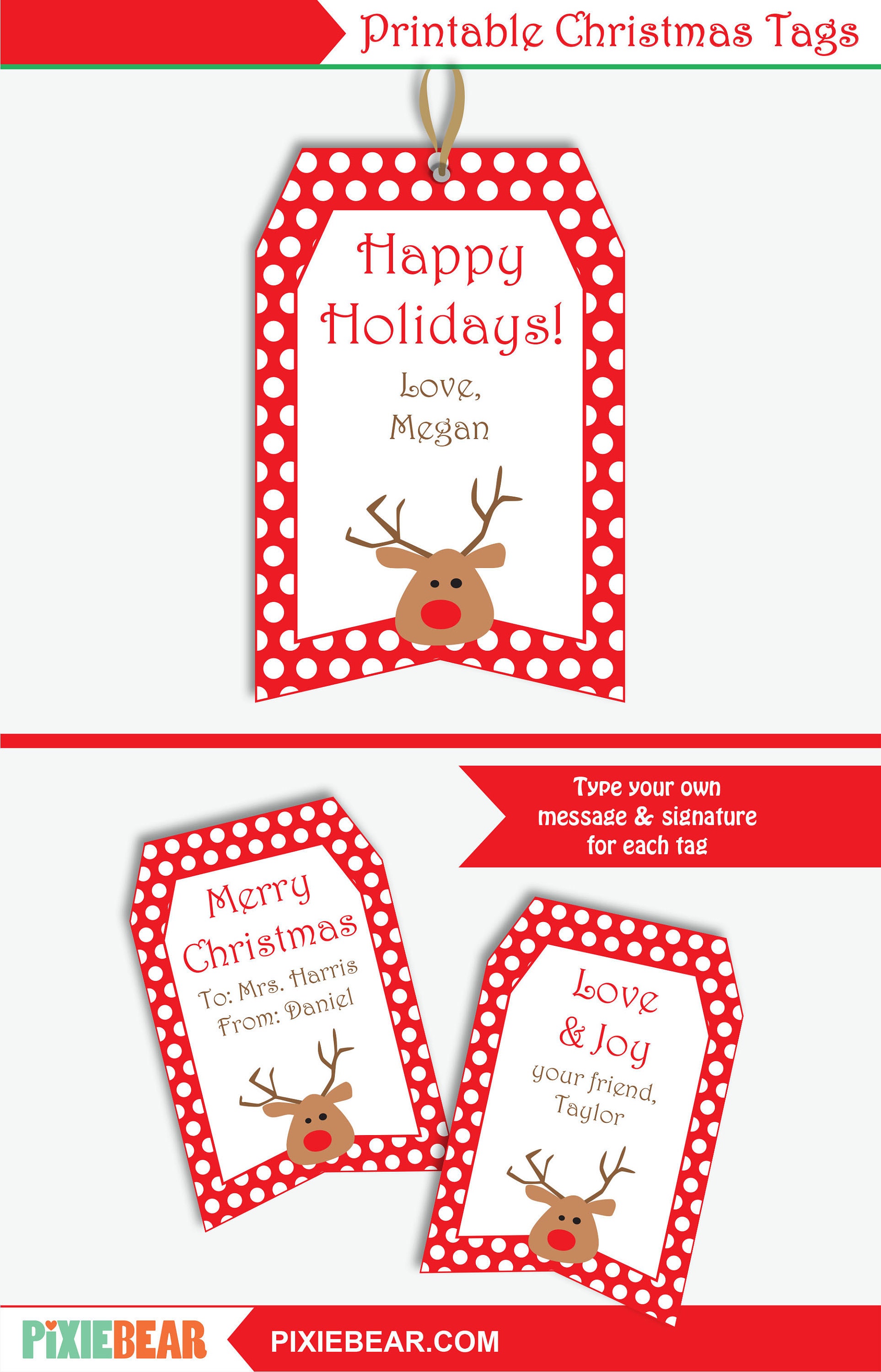 Printable Christmas Gift Tags for Kids Editable Christmas Teacher ...