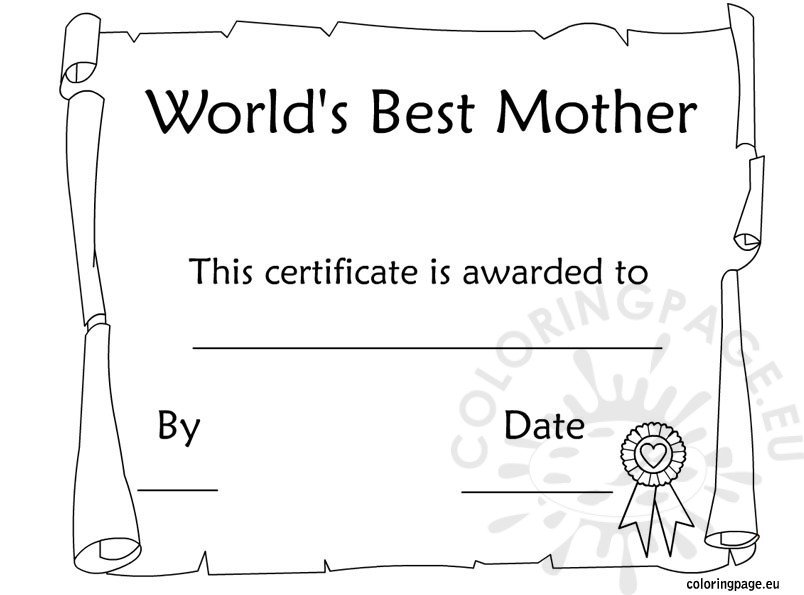 Mothers Day Awards Free Printable | Coloring Page - Worksheets Library